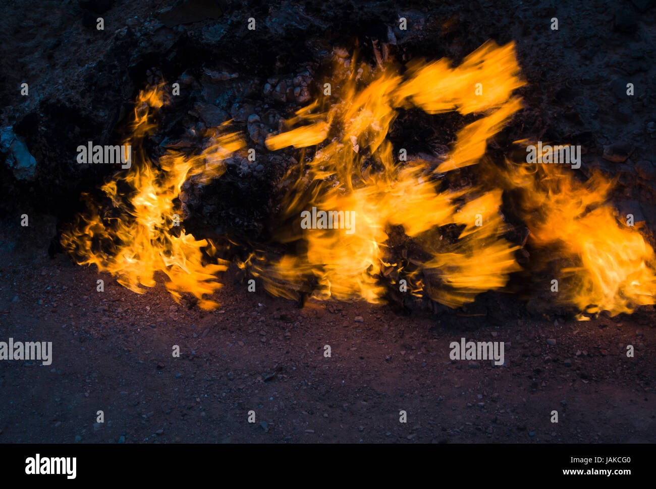 Yanar Dag, the burning mountain, in Baku Azerbaijan, a continuing ...