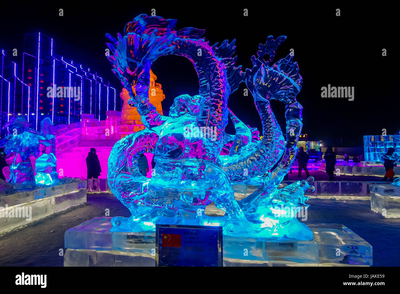 Harbin, China - February 9, 2017: Spectacular ice sculptures in Harbin ...