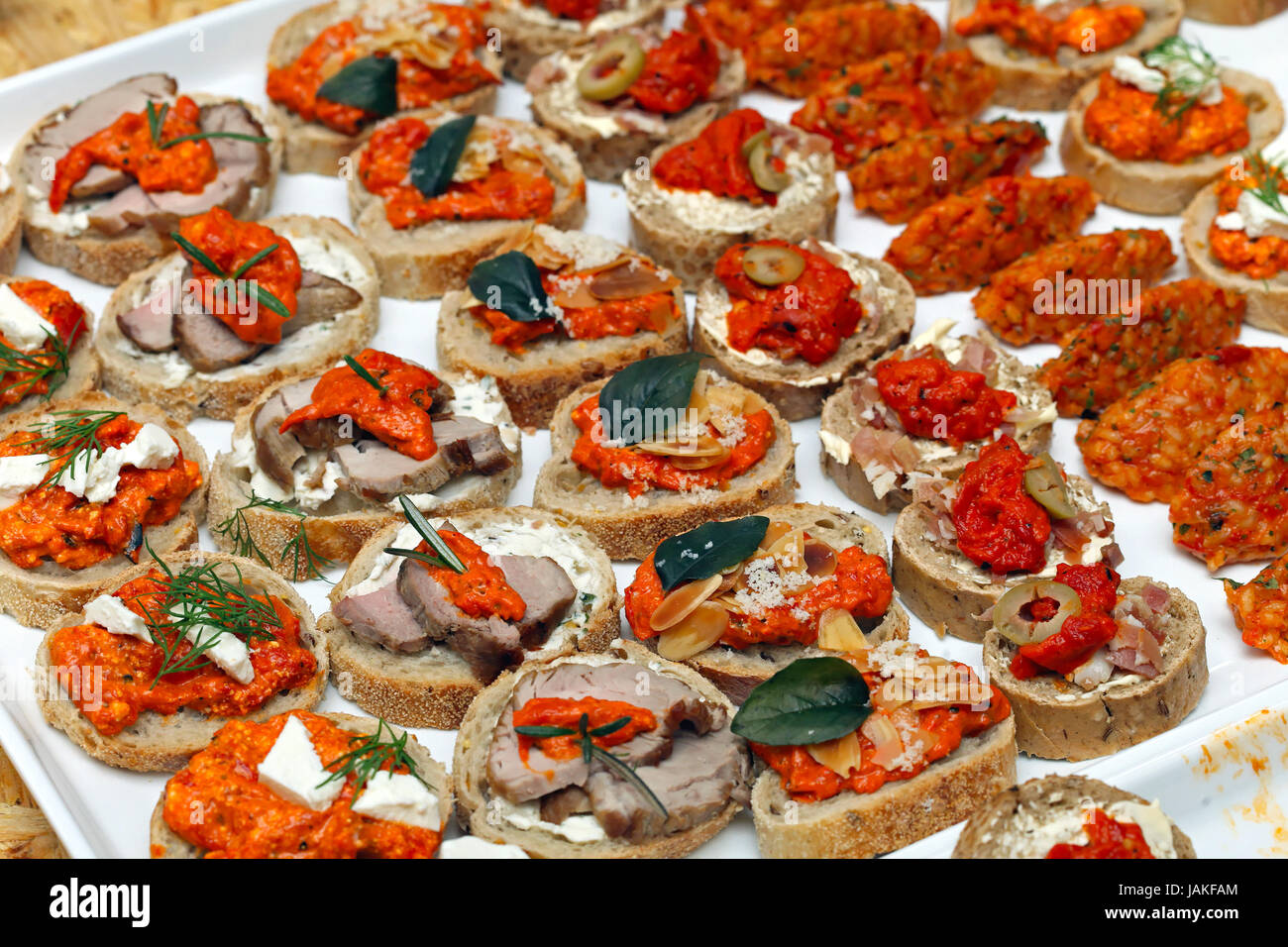Finger food canape sandwiches for party Stock Photo - Alamy