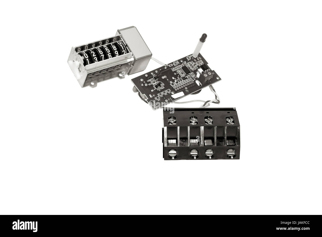 Disassembled meter apartment, close-up isolated on white background ...