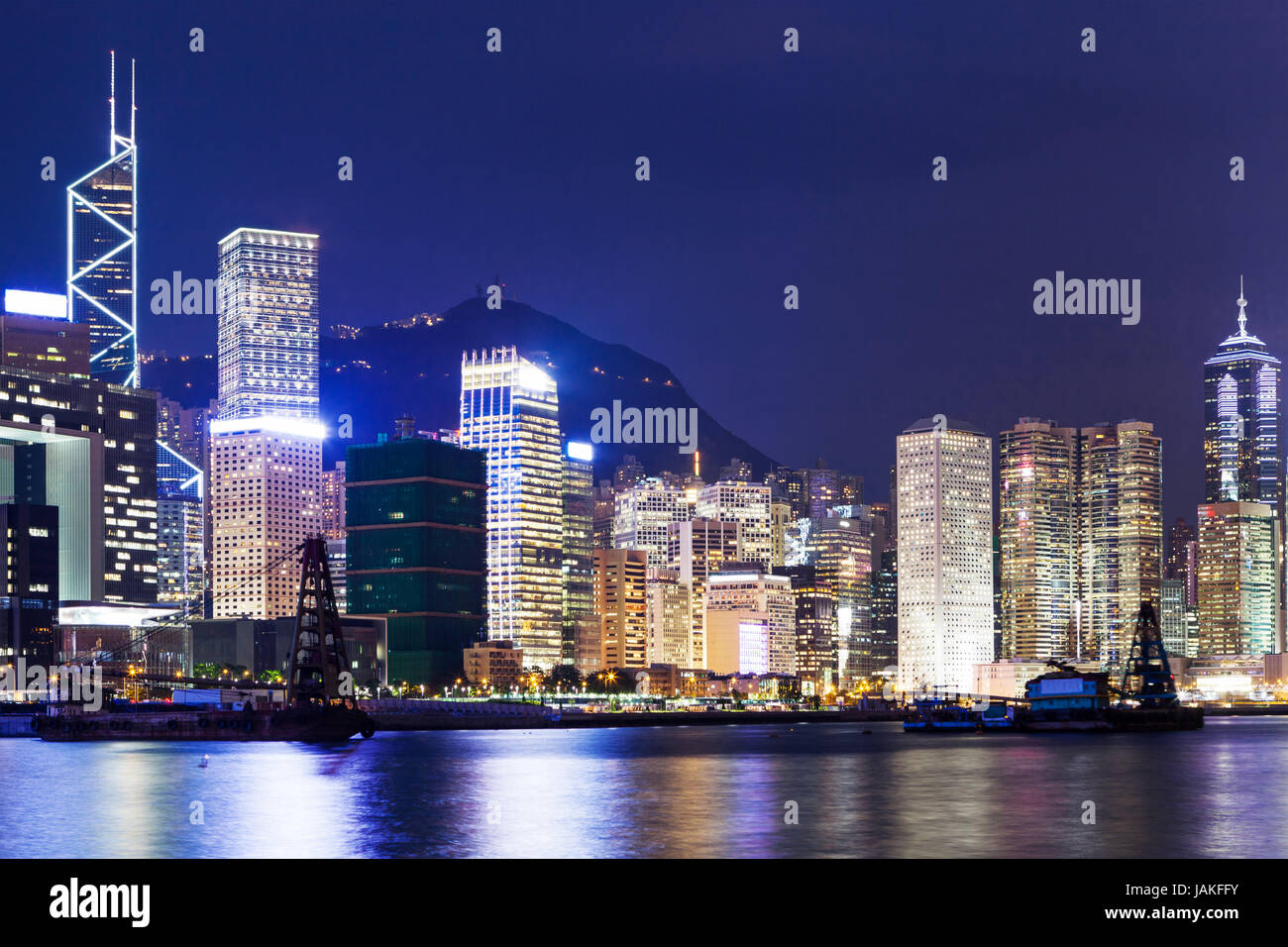 Hong Kong skyline at night Stock Photo - Alamy