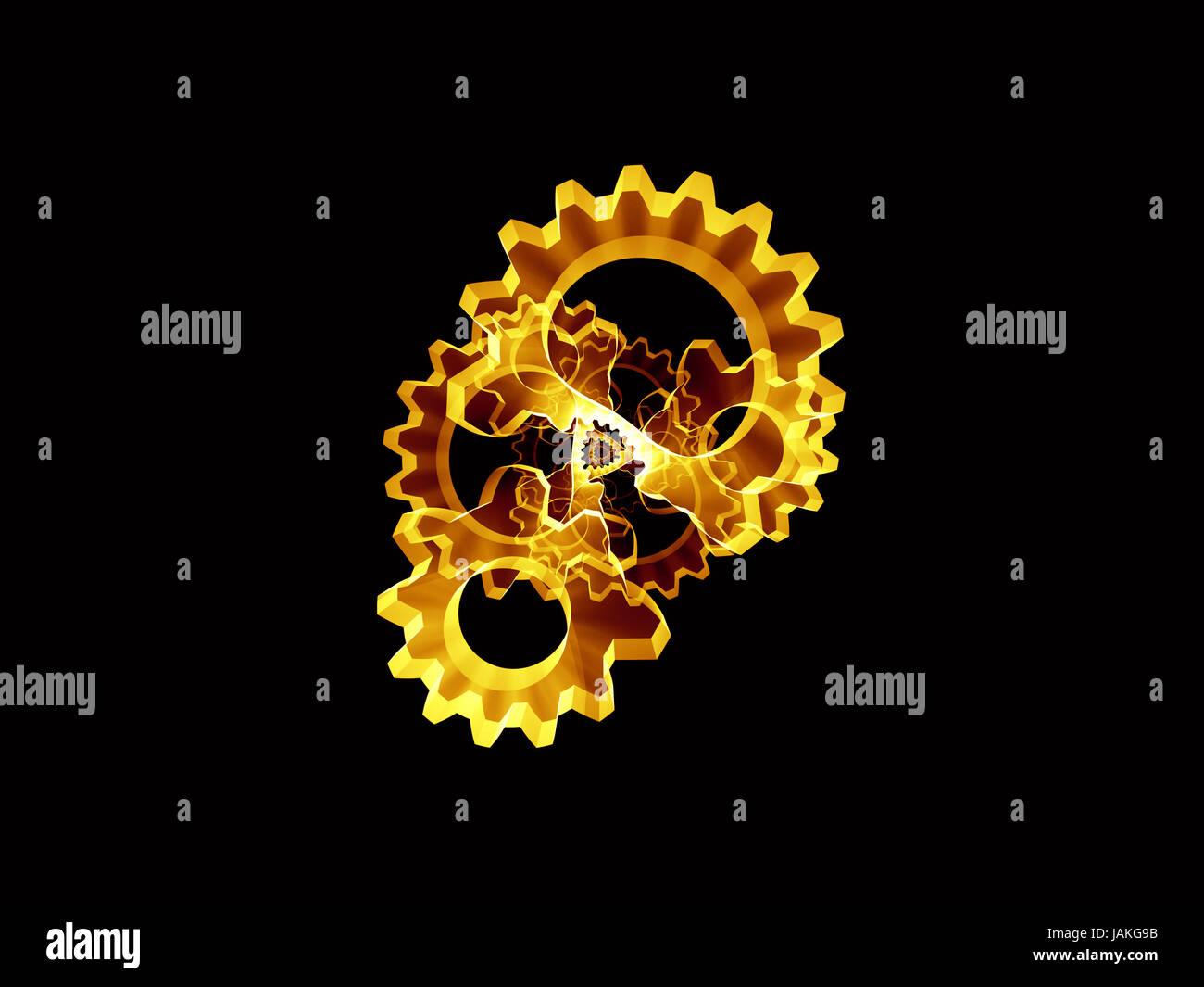 Golden Gears series. Background of golden fractal gear elements for ...