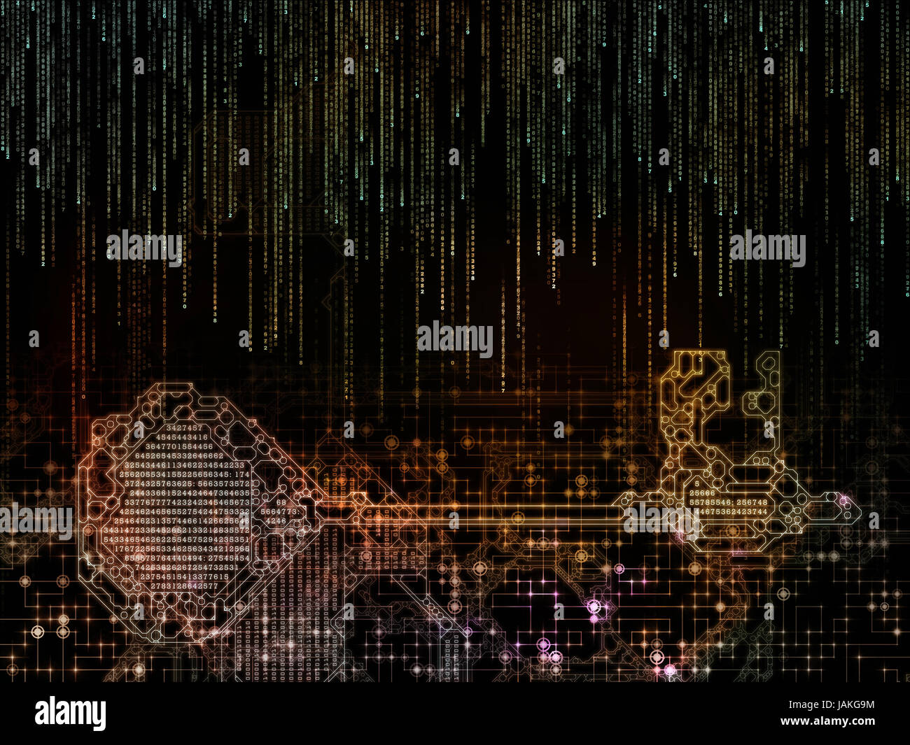 Encryption Key series. Composition of stylized key and number symbols ...
