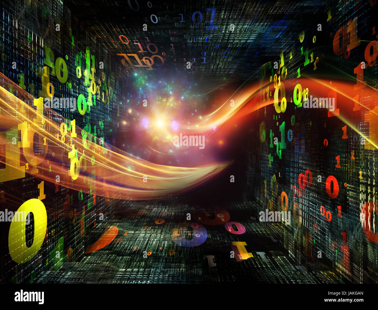 Number Tunnel series. Background design of colorful numbers and light ...
