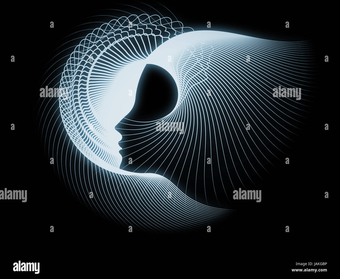 Geometry of Soul series. Composition of profile lines of human head ...