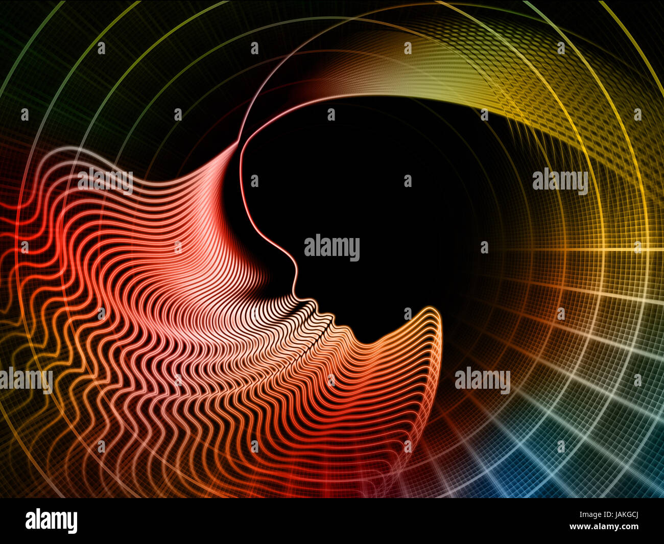 Geometry of Soul series. Backdrop of profile lines of human head to ...
