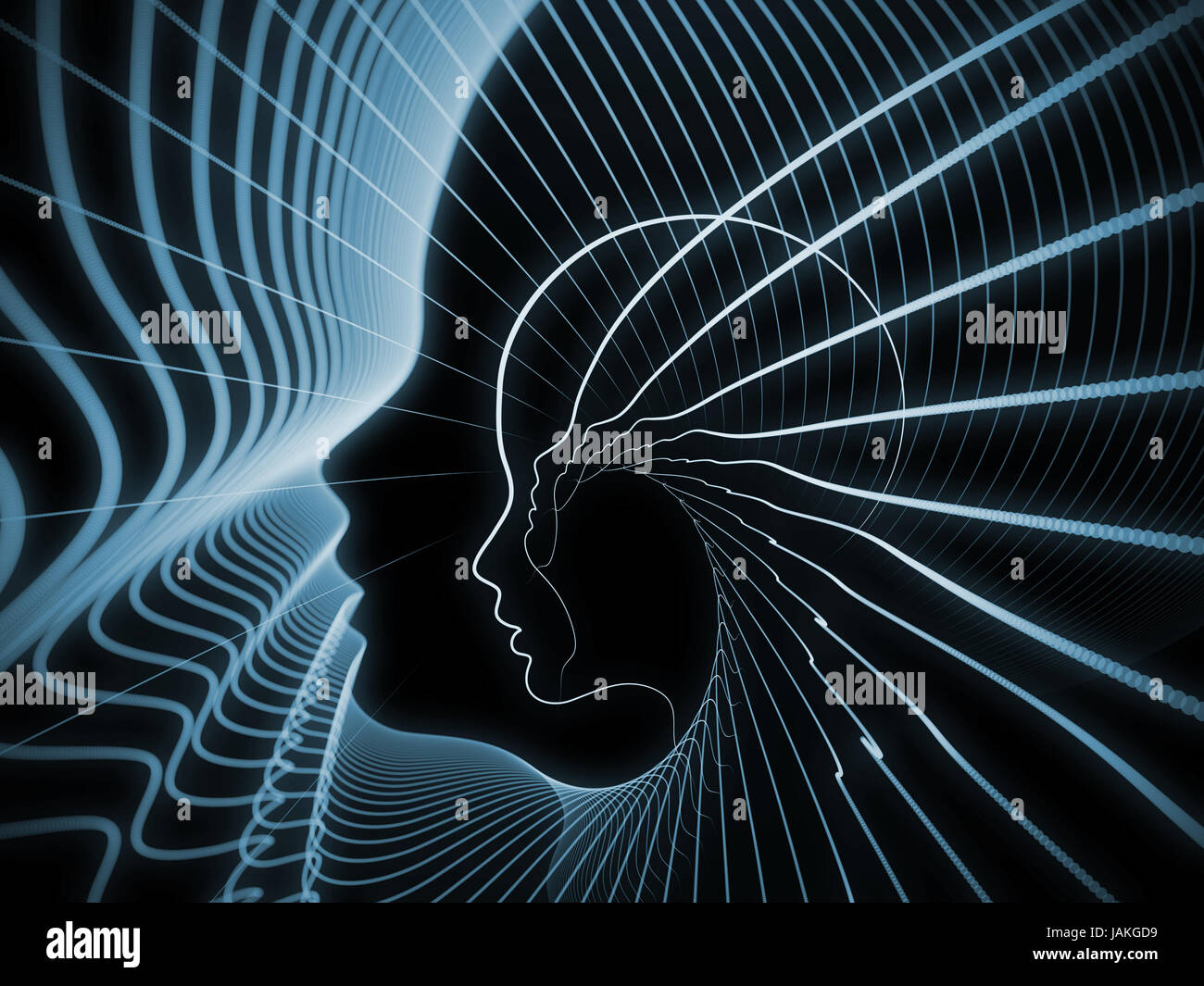 Geometry of Soul series. Design composed of profile lines of human head ...