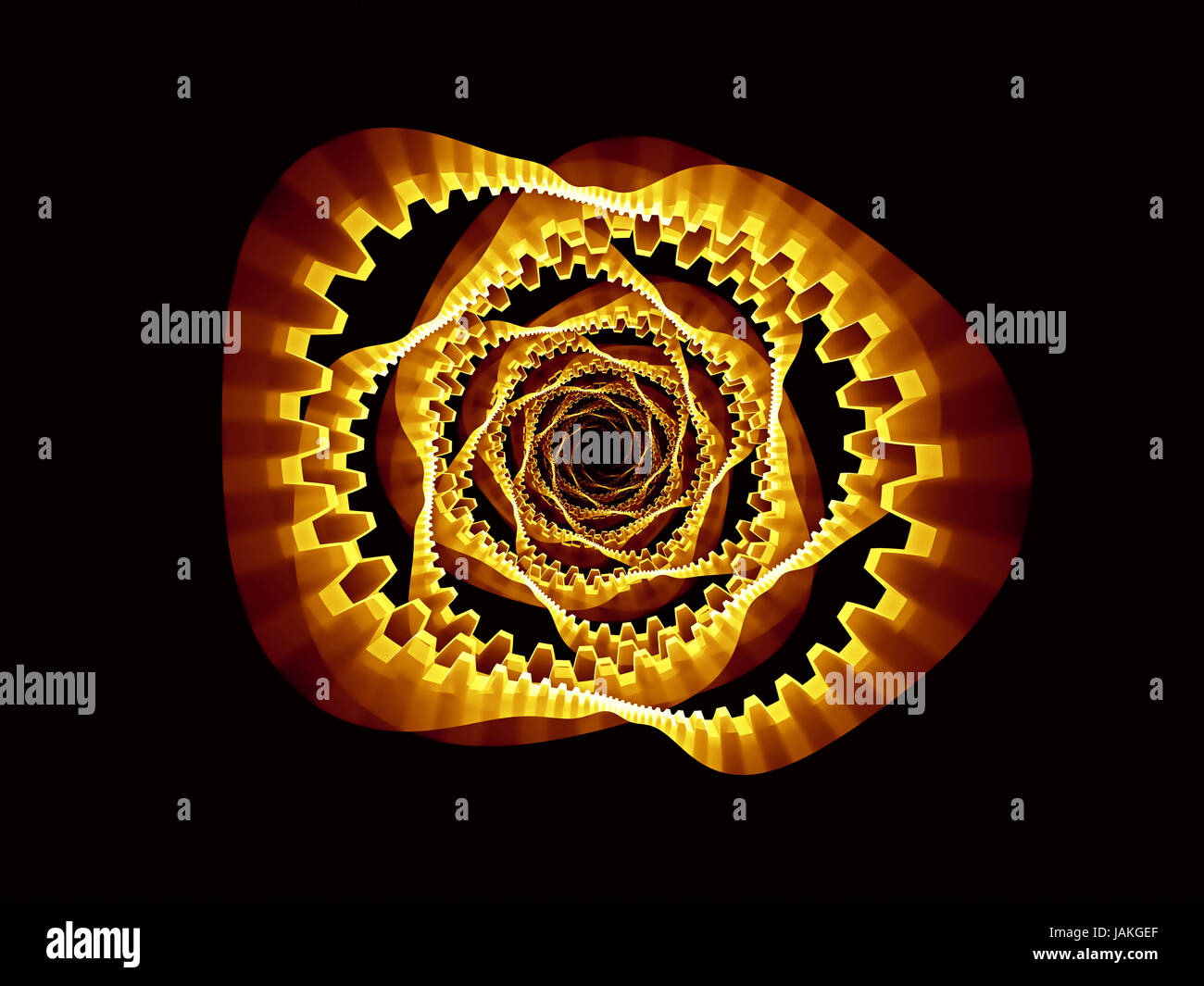 Golden Gears series. Background of golden fractal gear elements for ...
