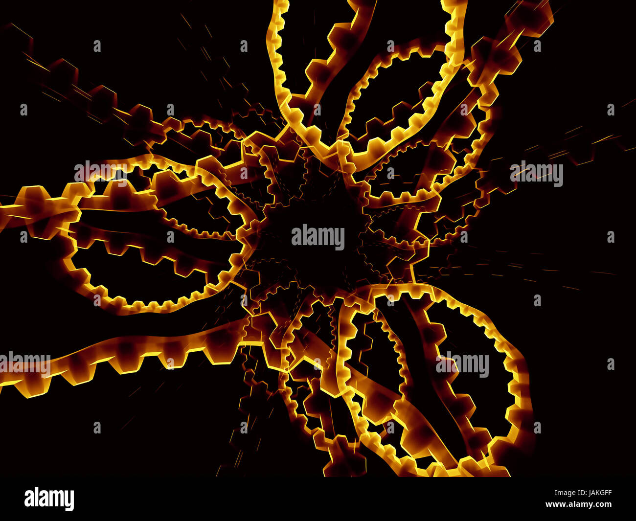 Golden Gears series. Background of golden fractal gear elements for ...