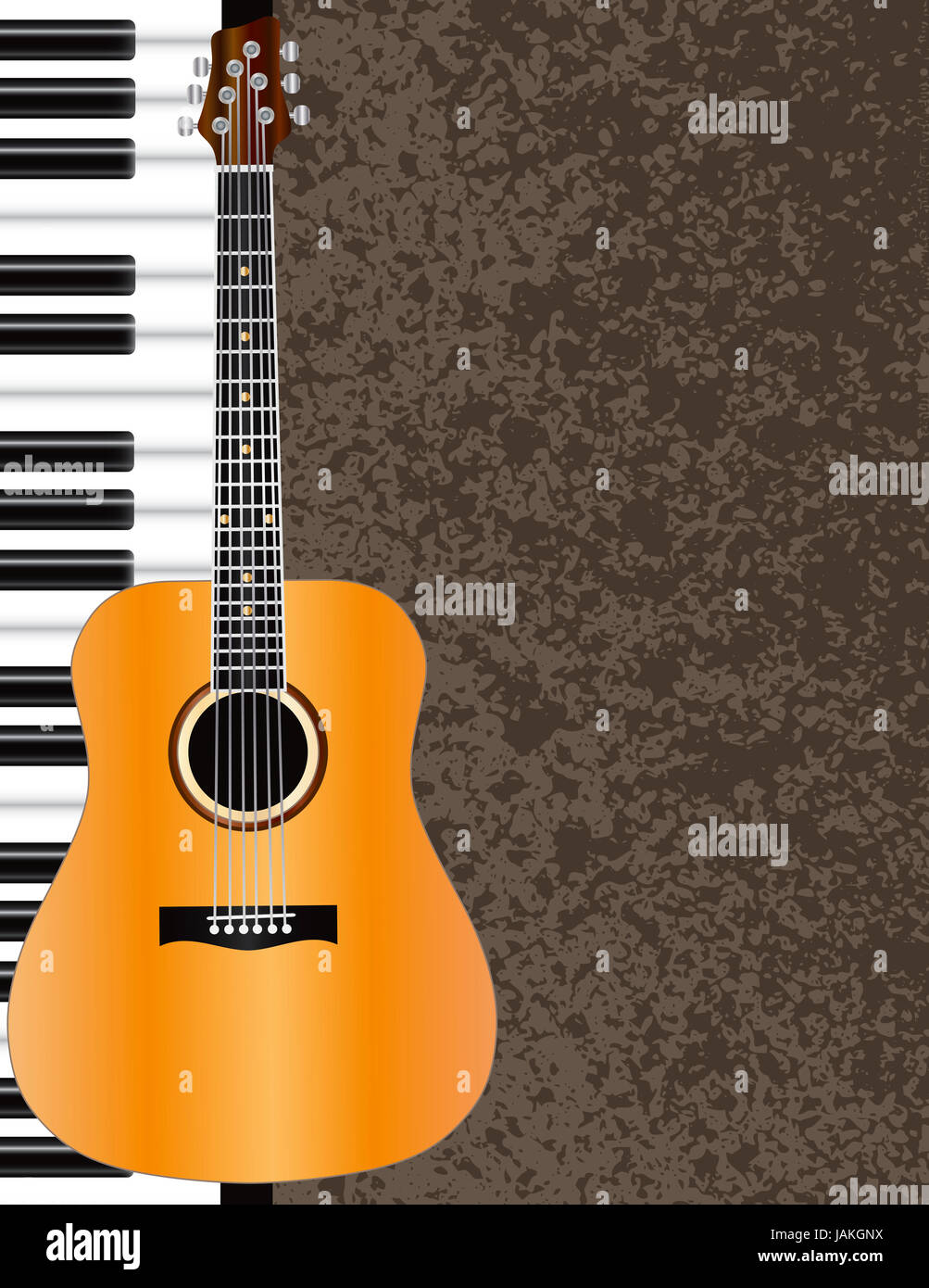 Acoustic Guitar and Piano Musical Instrument with Textured Background ...