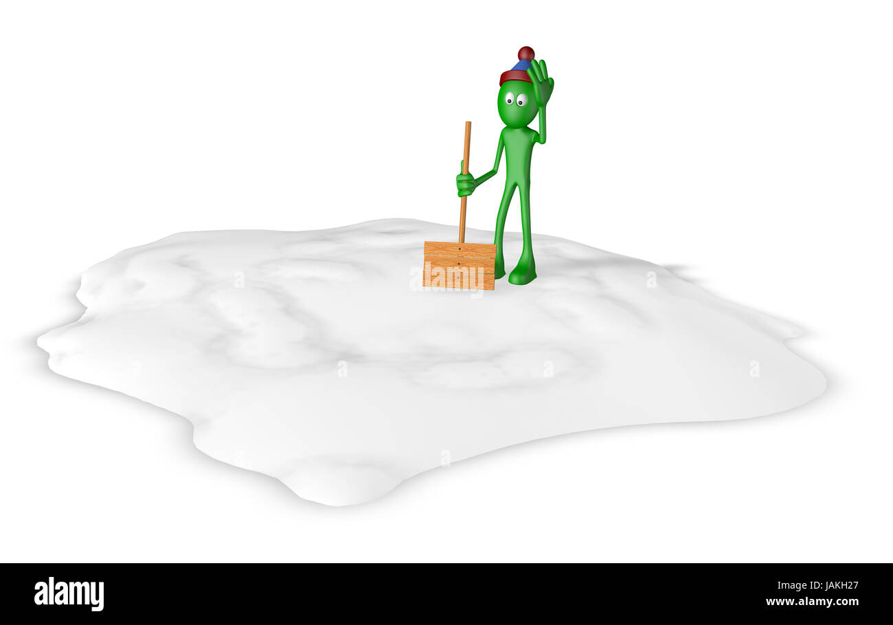 cartoonfigur mit schneeschieber - 3d illustration Stock Photo - Alamy