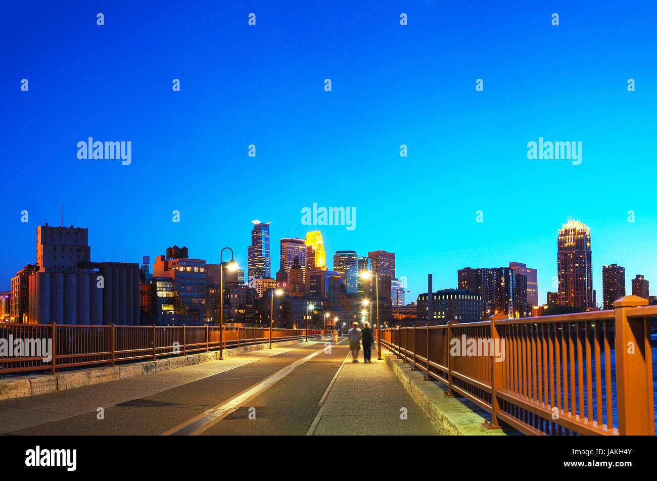 Downtown Minneapolis, Minnesota at night time as seen from the famous ...