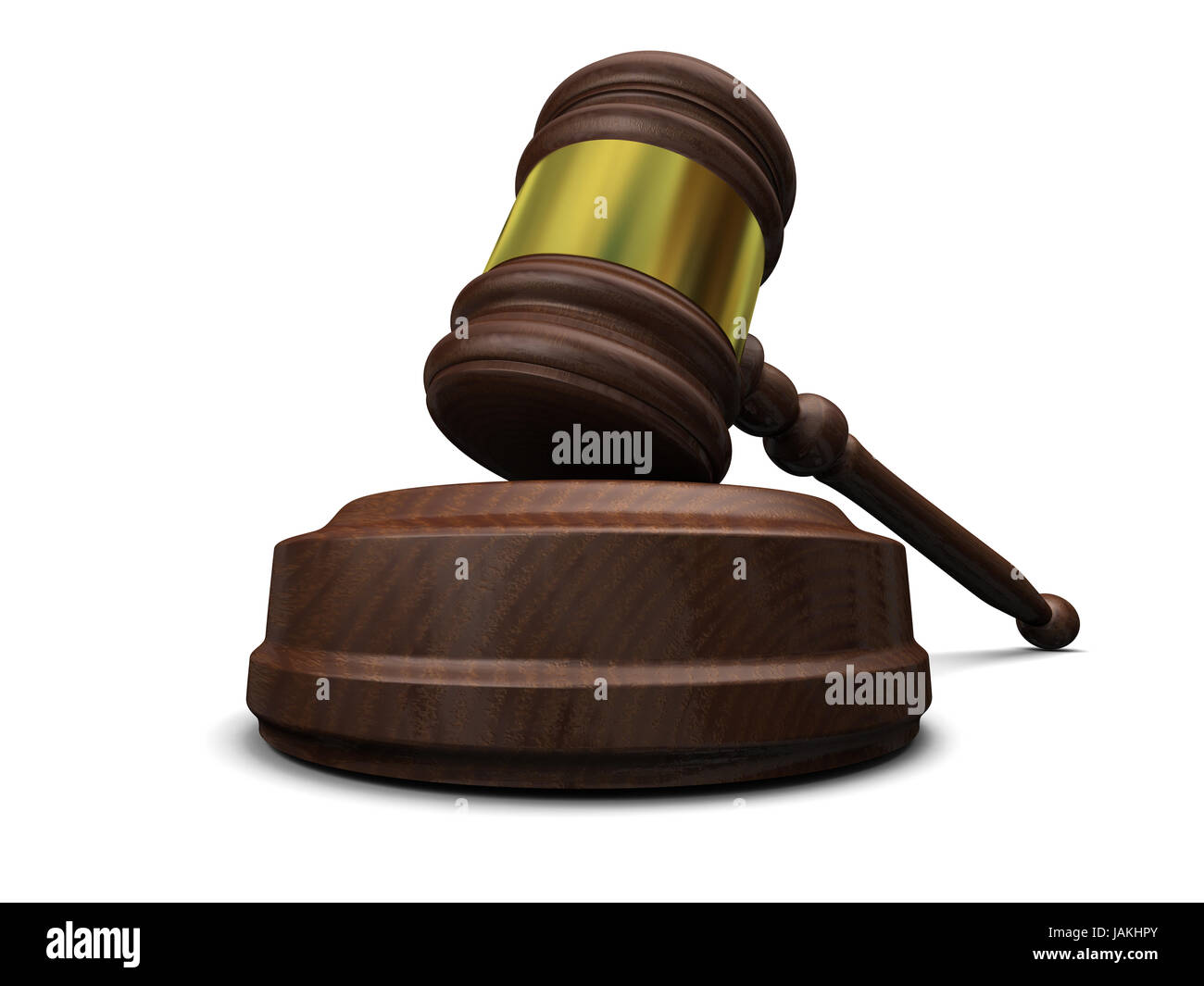 Wooden gavel isolated on white background, symbol of law and justice ...