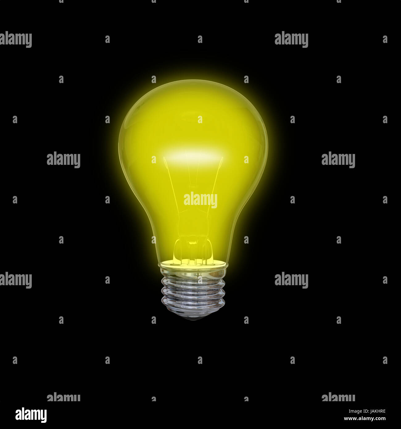 Glowing yellow lightbulb isolated on black background Stock Photo - Alamy