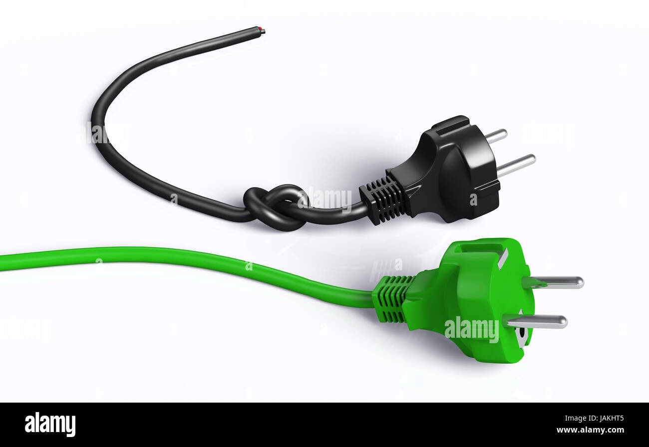 ecological green plug lies on the ground near another black one that ...