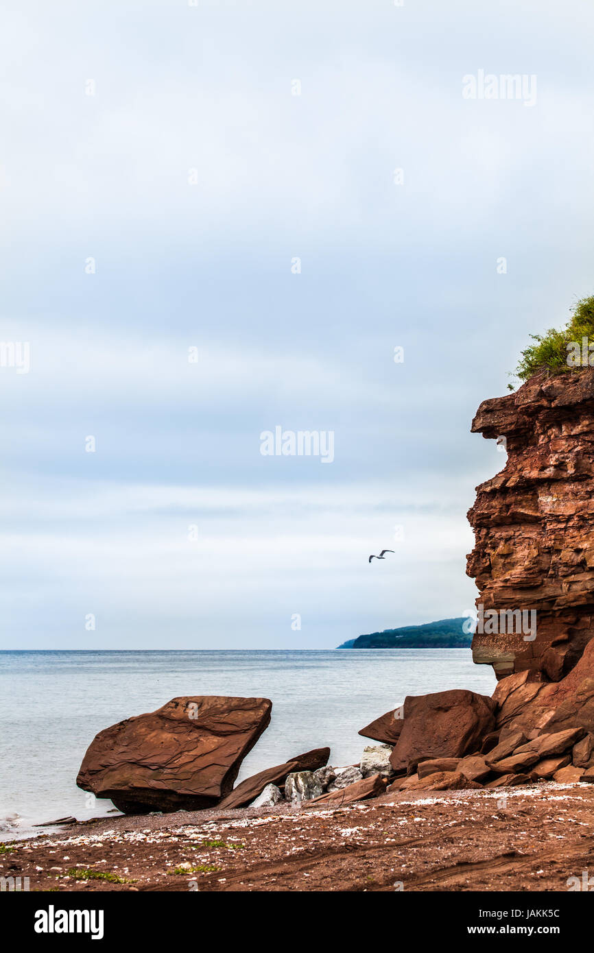 Beautiful Landscape Of Gaspe, Quebec, Canada Shore Showing a Cliff and ...