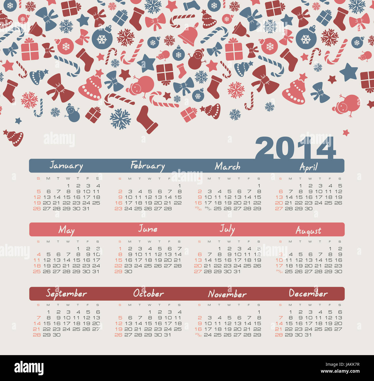 2014 year calendar vector hi-res stock photography and images - Alamy