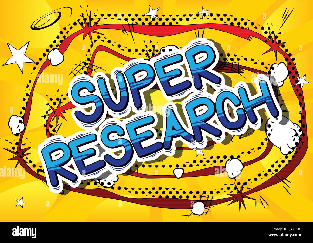 Super Research - Comic book style phrase on abstract background Stock ...