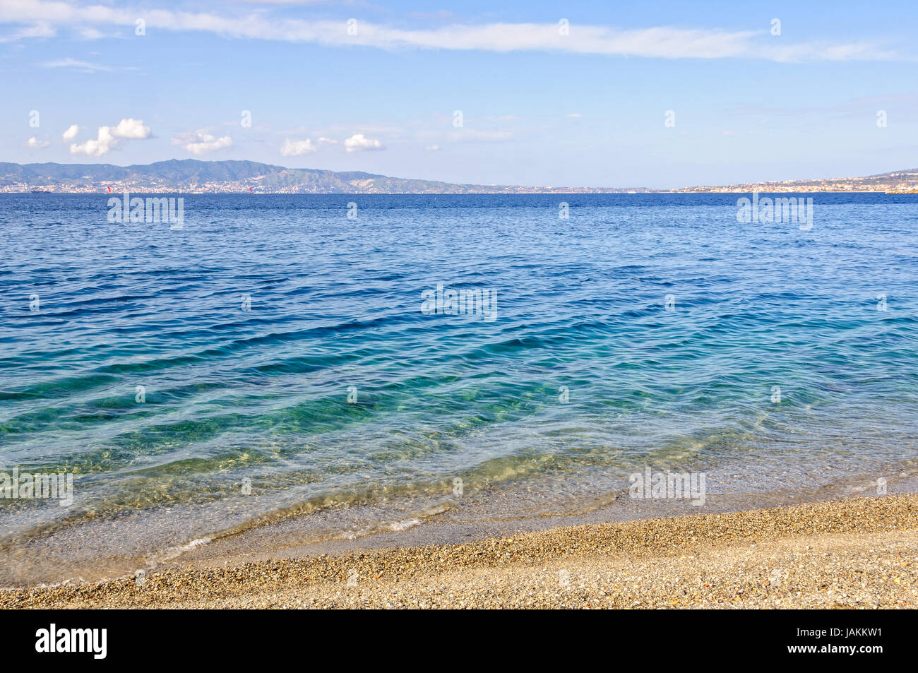 Island of Sicily on the other side of the Strait of Messina Stock Photo ...