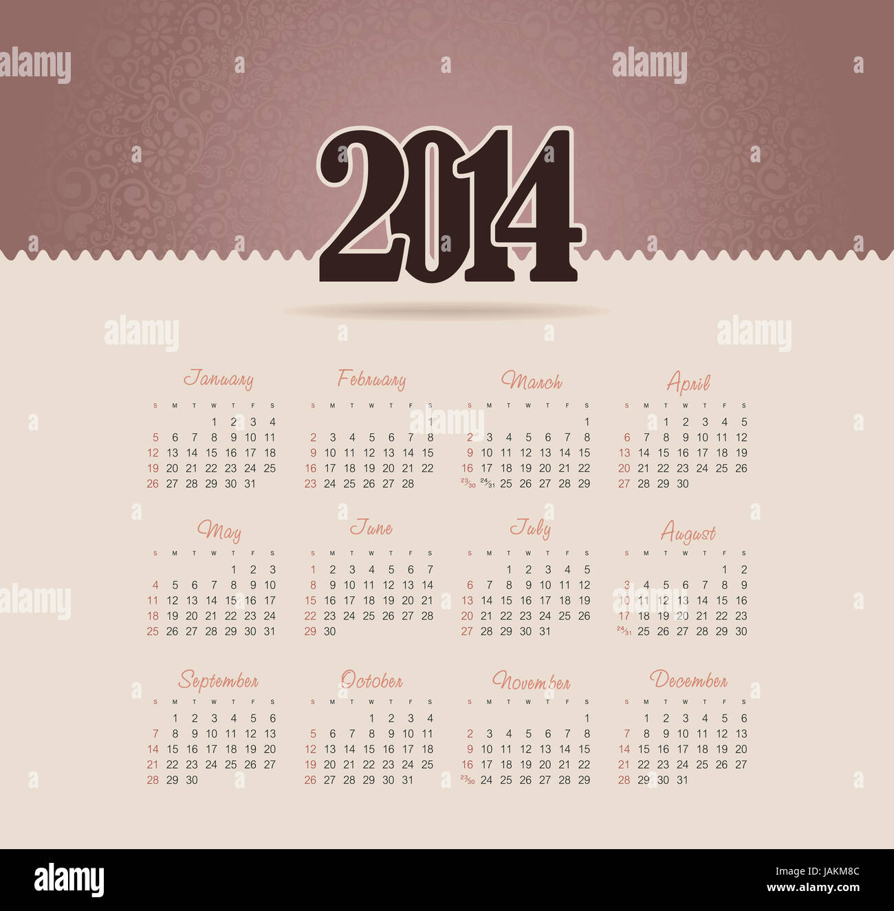 2014 year calendar vector hi-res stock photography and images - Alamy
