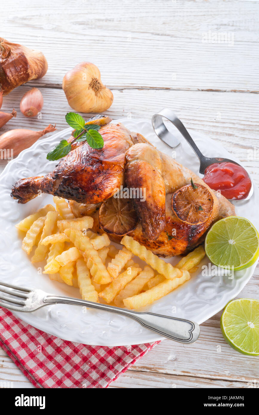 chickens with chips Stock Photo - Alamy