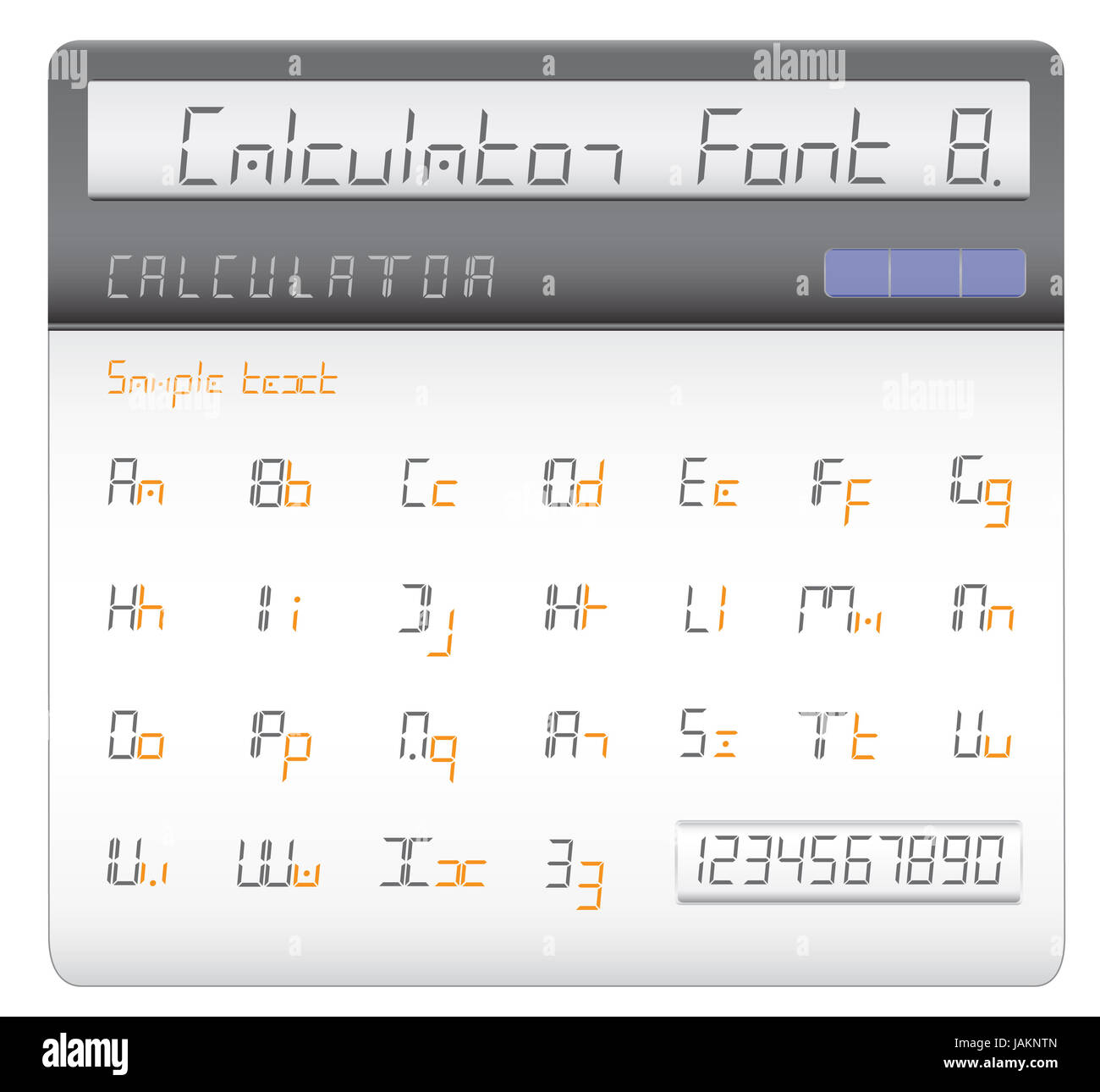 Modern font made of liquid crystal figures displayed on the calculator ...