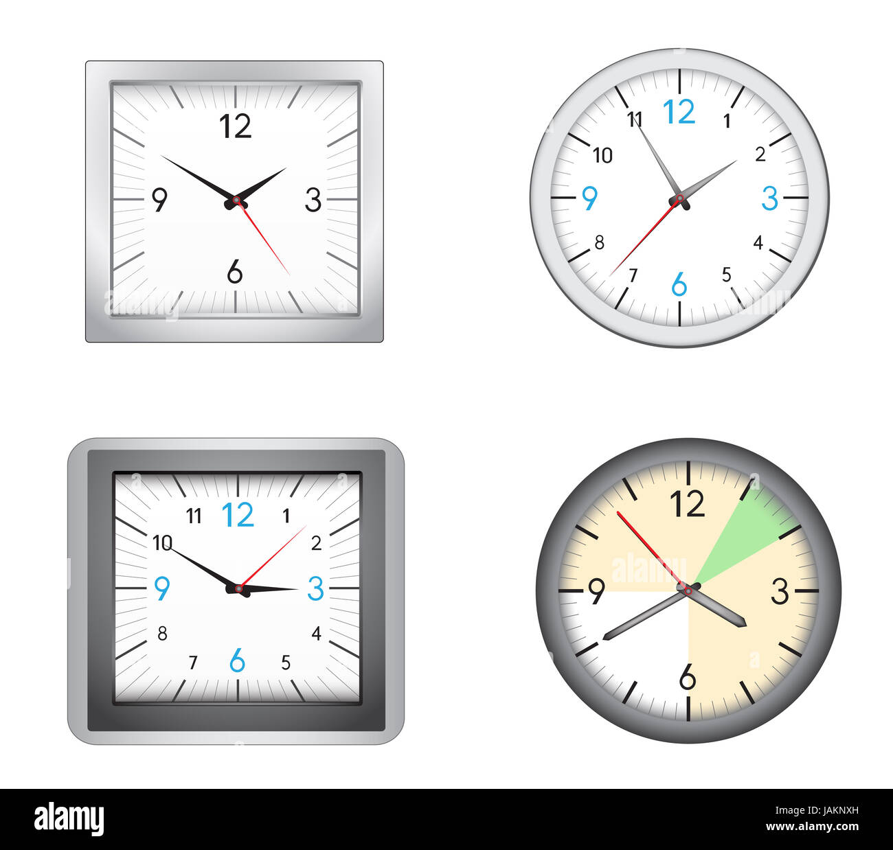 The modern office clocks isolated on the white background Stock Photo ...