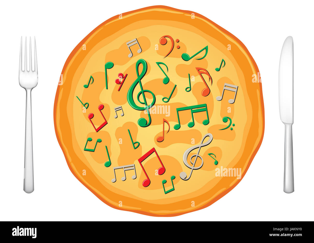 Our food are music, musical pizza on the white background Stock Photo ...