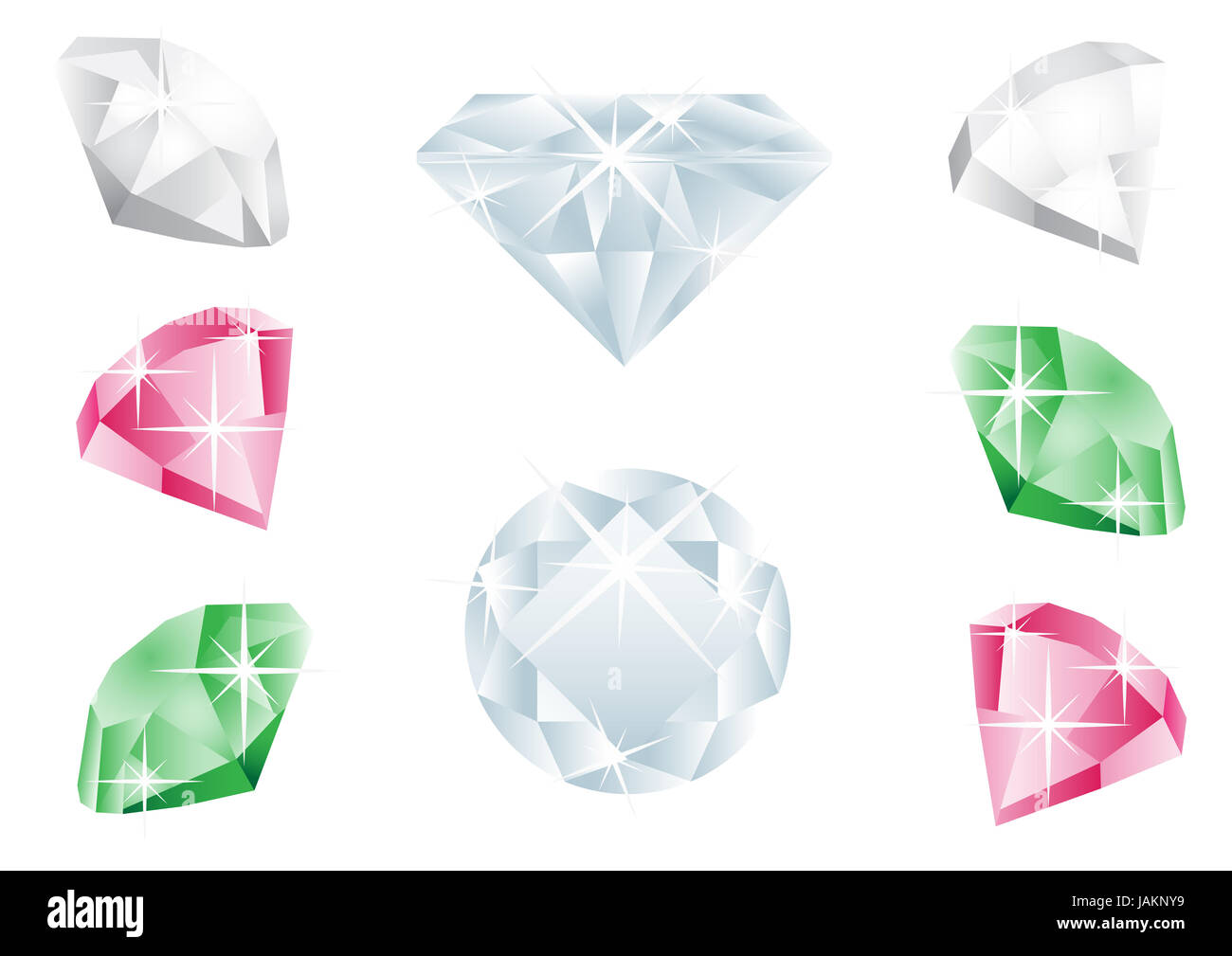 Different diamonds isolated on the white background Stock Photo - Alamy