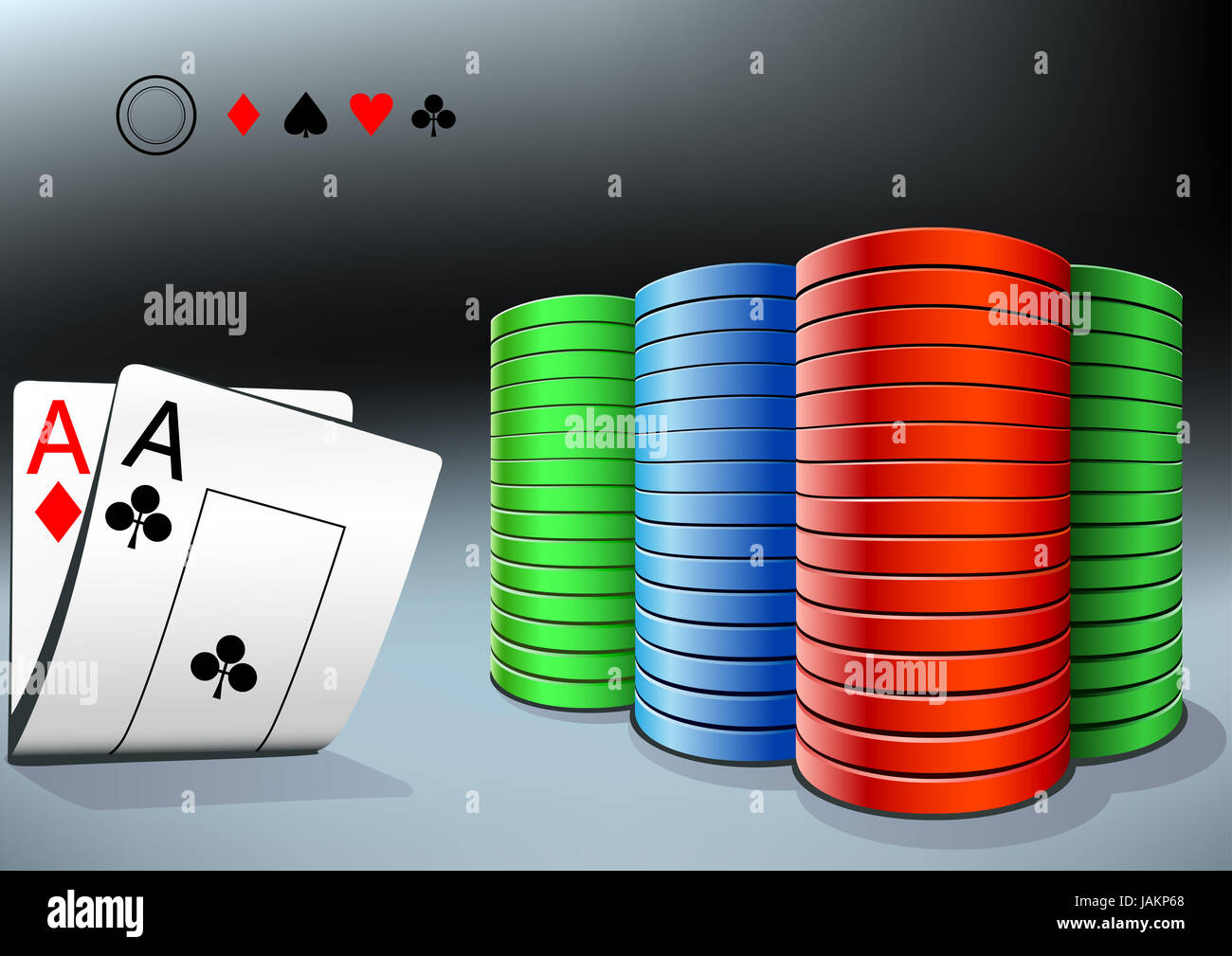 poker stack and two aces on the dark background Stock Photo - Alamy