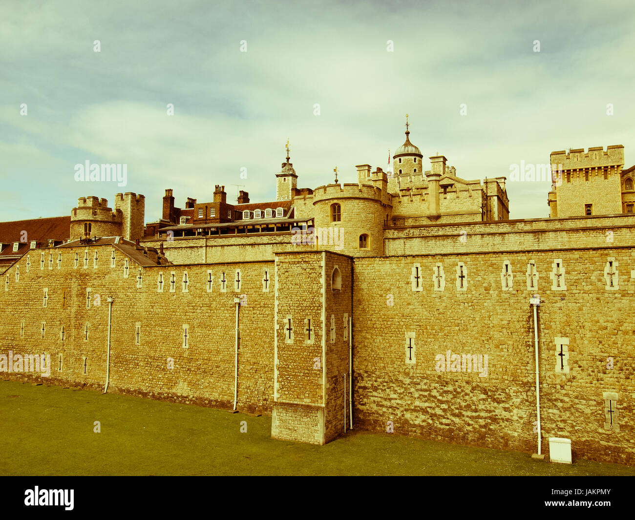 Vintage look The Tower of London medieval castle and prison Stock Photo ...