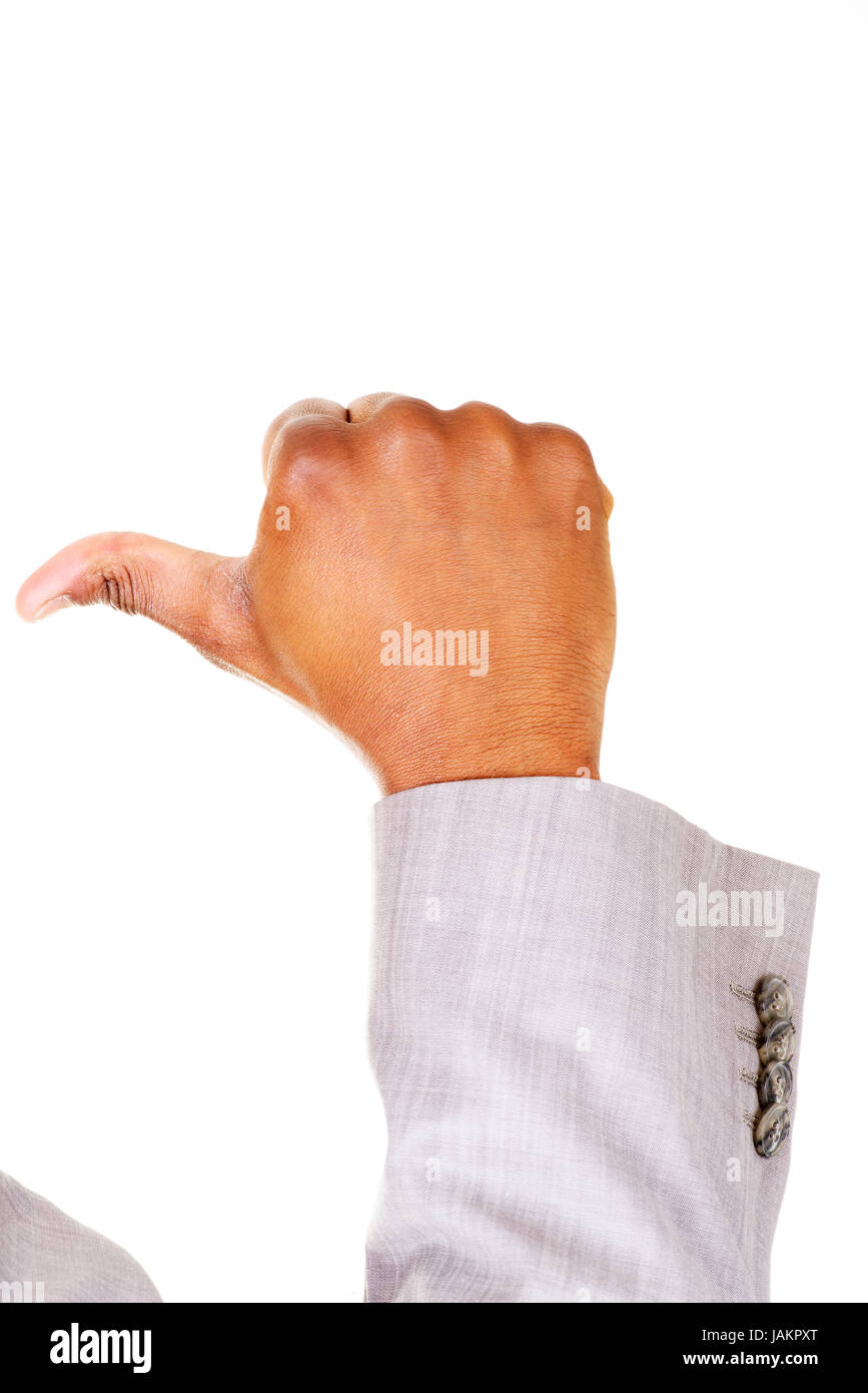 Male hands, pointing. Sign. Isolated on white Stock Photo - Alamy