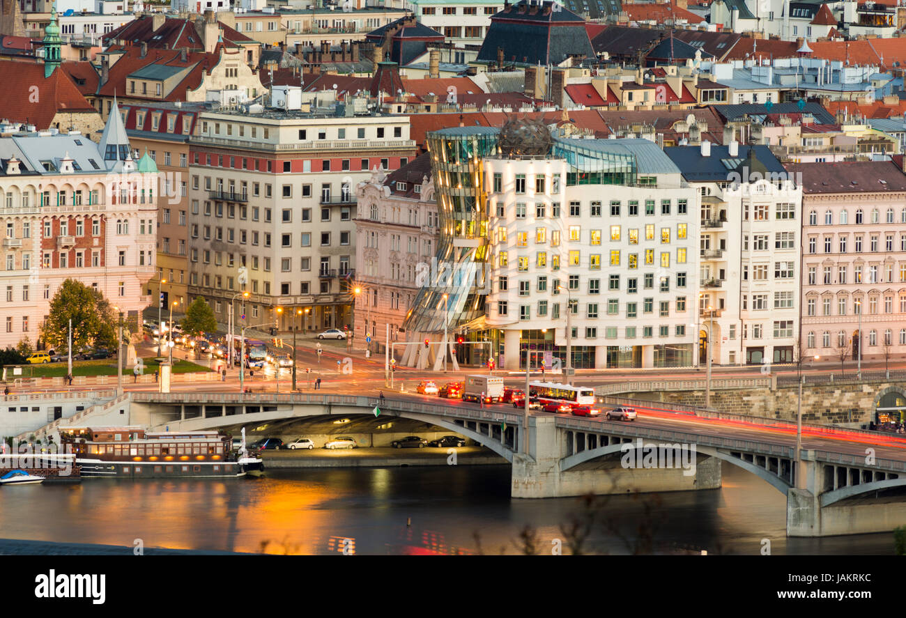 modern architecture, Dancing House, New town, Prague, Czech Republic ...