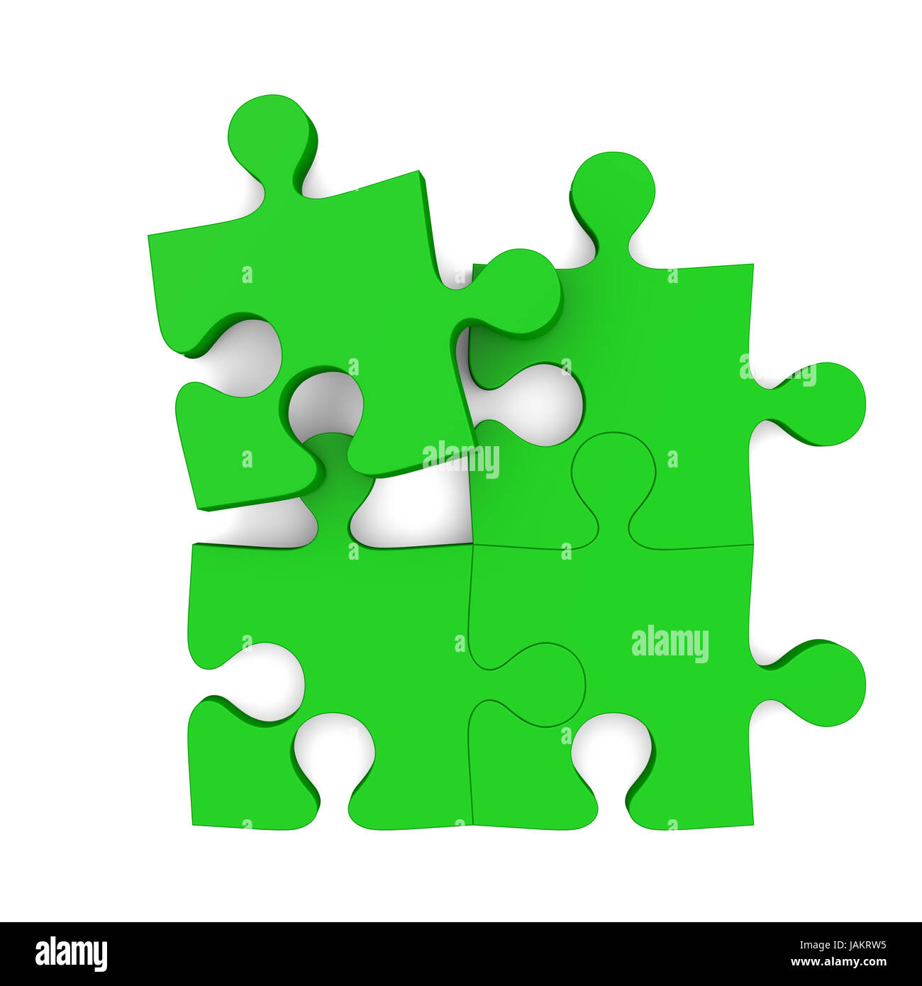 Green puzzle pieces connected isolated on white background, concept of ...