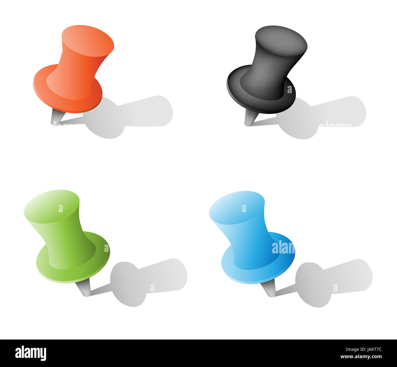 The color push pin with shadow isolated on the white background Stock ...