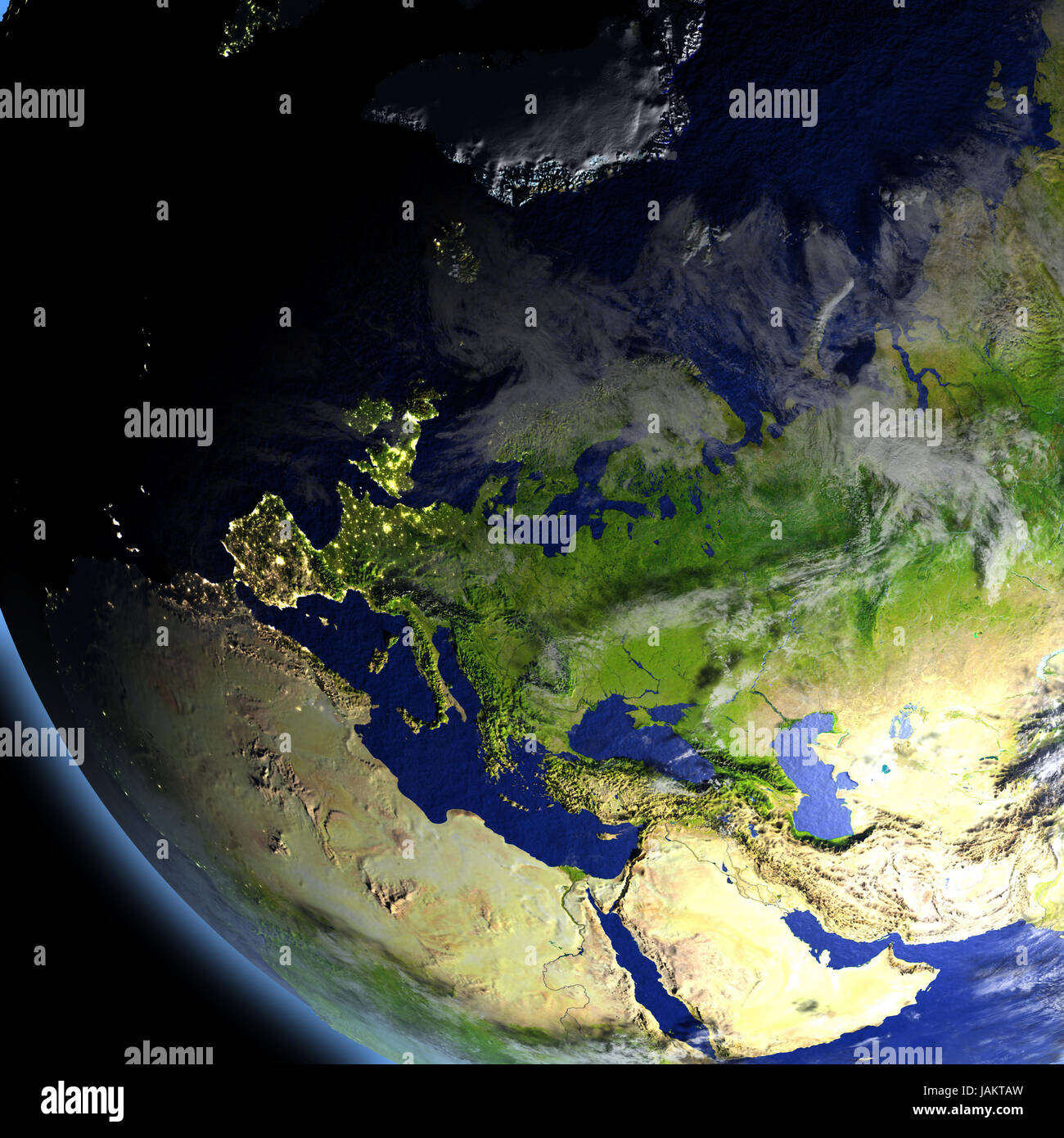 Europe from space. 3D illustration with detailed planet surface ...