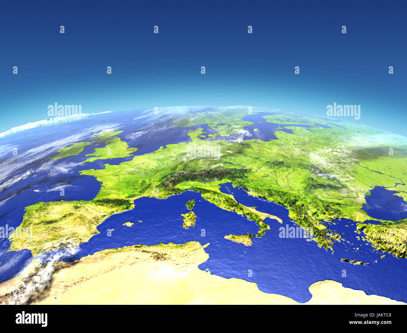 Europe from space. 3D illustration with detailed planet surface ...