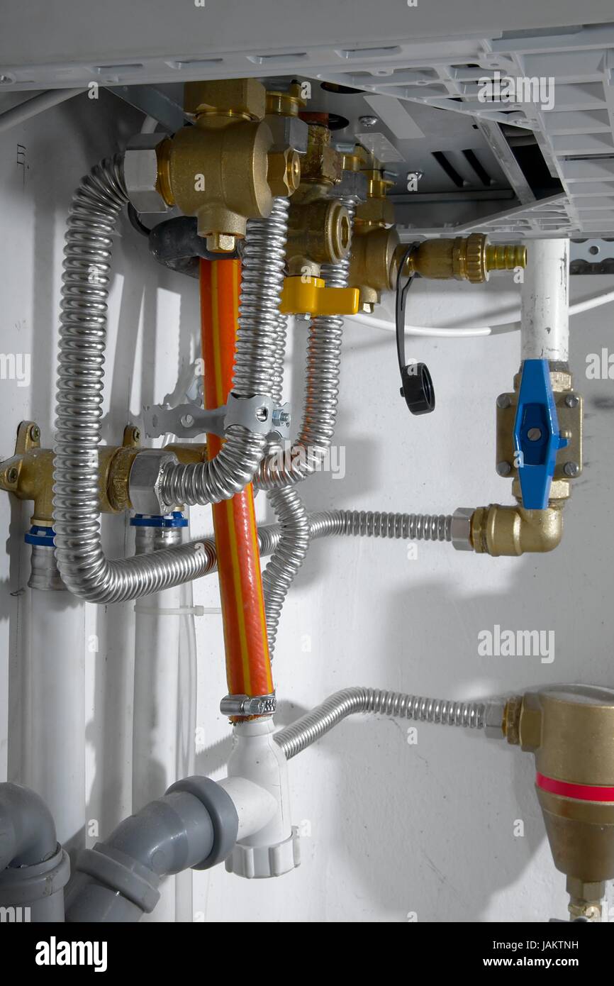 Pipes of a heating system Stock Photo - Alamy