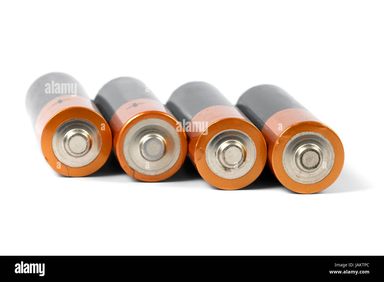 A set a of AA size batteries on white background Stock Photo - Alamy