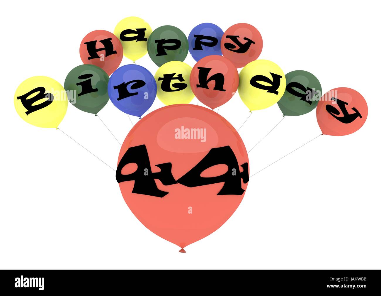 The lettering Happy Birthday on ballons with the age on one big ballon ...