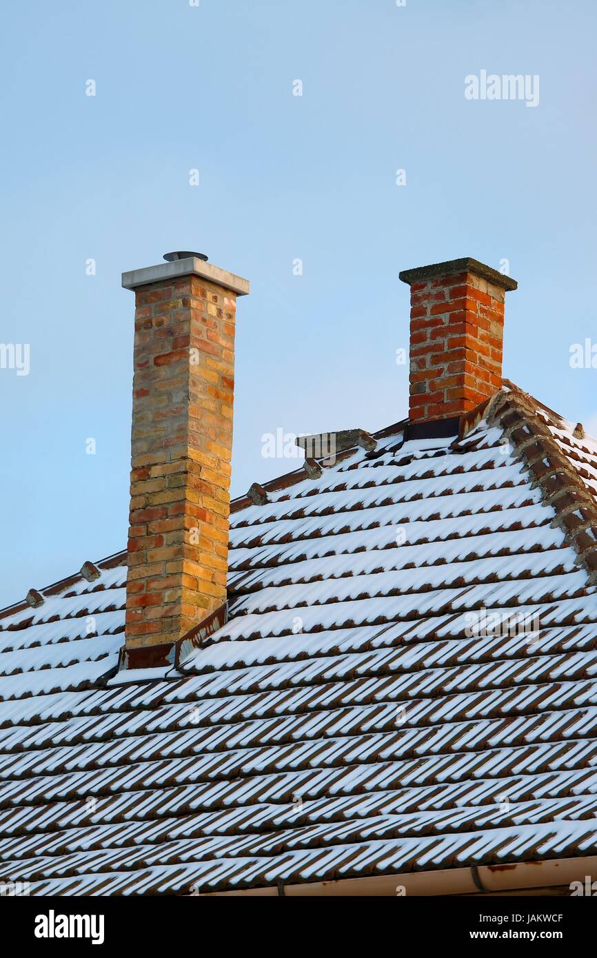 Chimney on a roof oh a house Stock Photo - Alamy