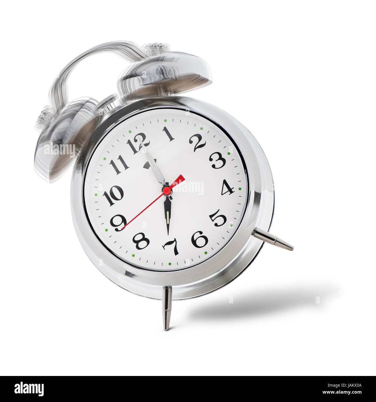 classical alarm clock ringing on white background Stock Photo - Alamy