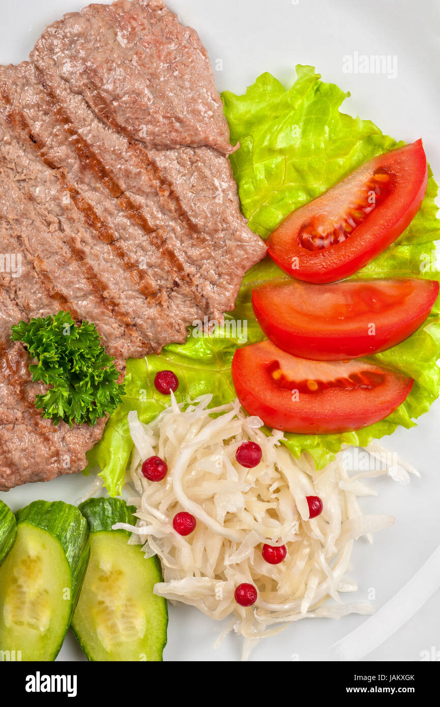 dish of meat chop with vegetable Stock Photo - Alamy