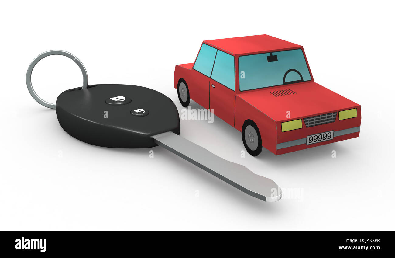 one toy car and a key (3d render Stock Photo - Alamy