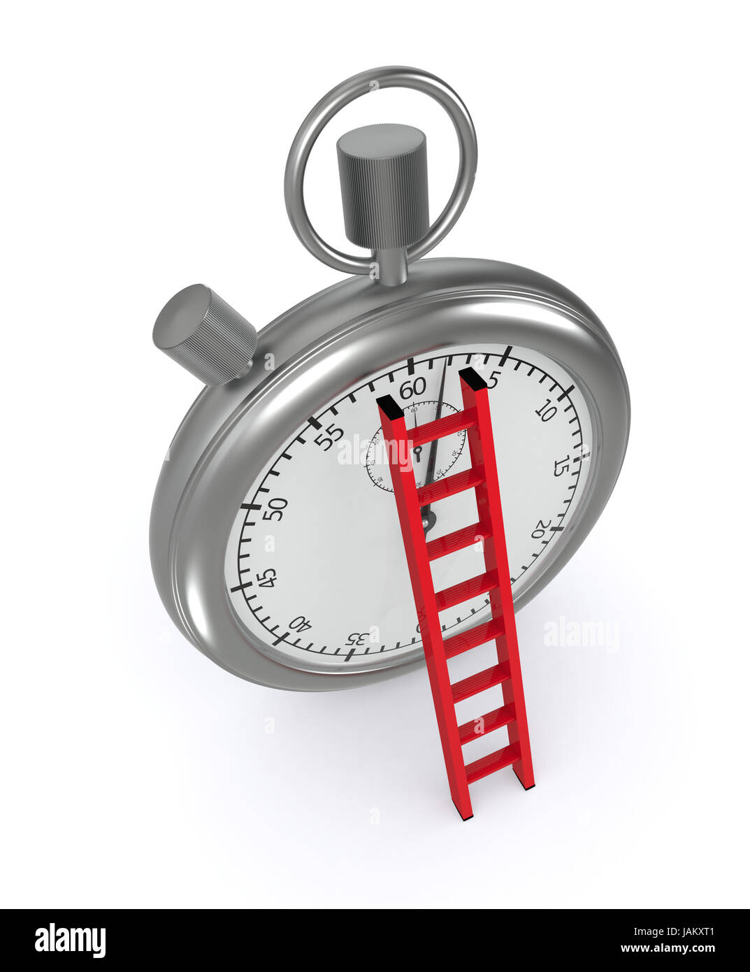 top view of a stopwatch with a red stair (3d render Stock Photo - Alamy