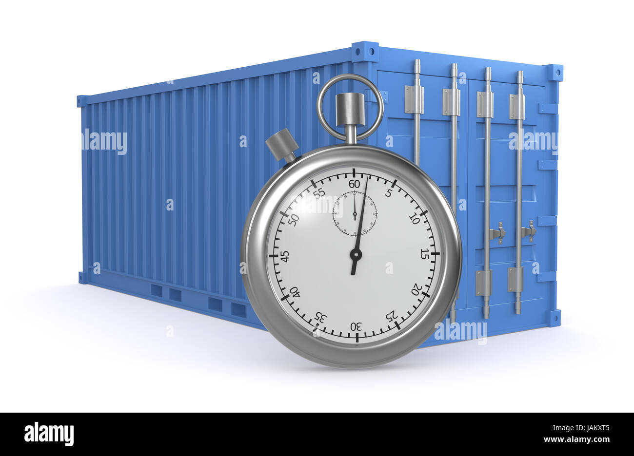 one freight container with a stopwatch (3d render Stock Photo - Alamy