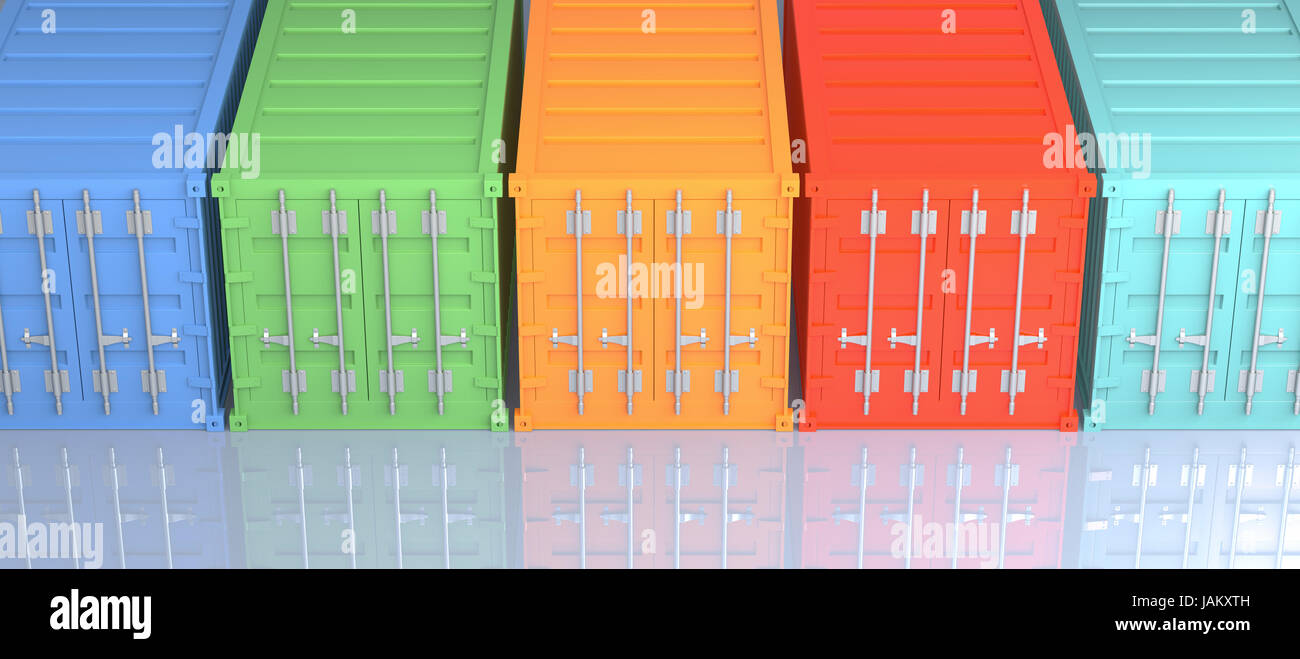 Row blue metal shipping containers hi-res stock photography and images ...