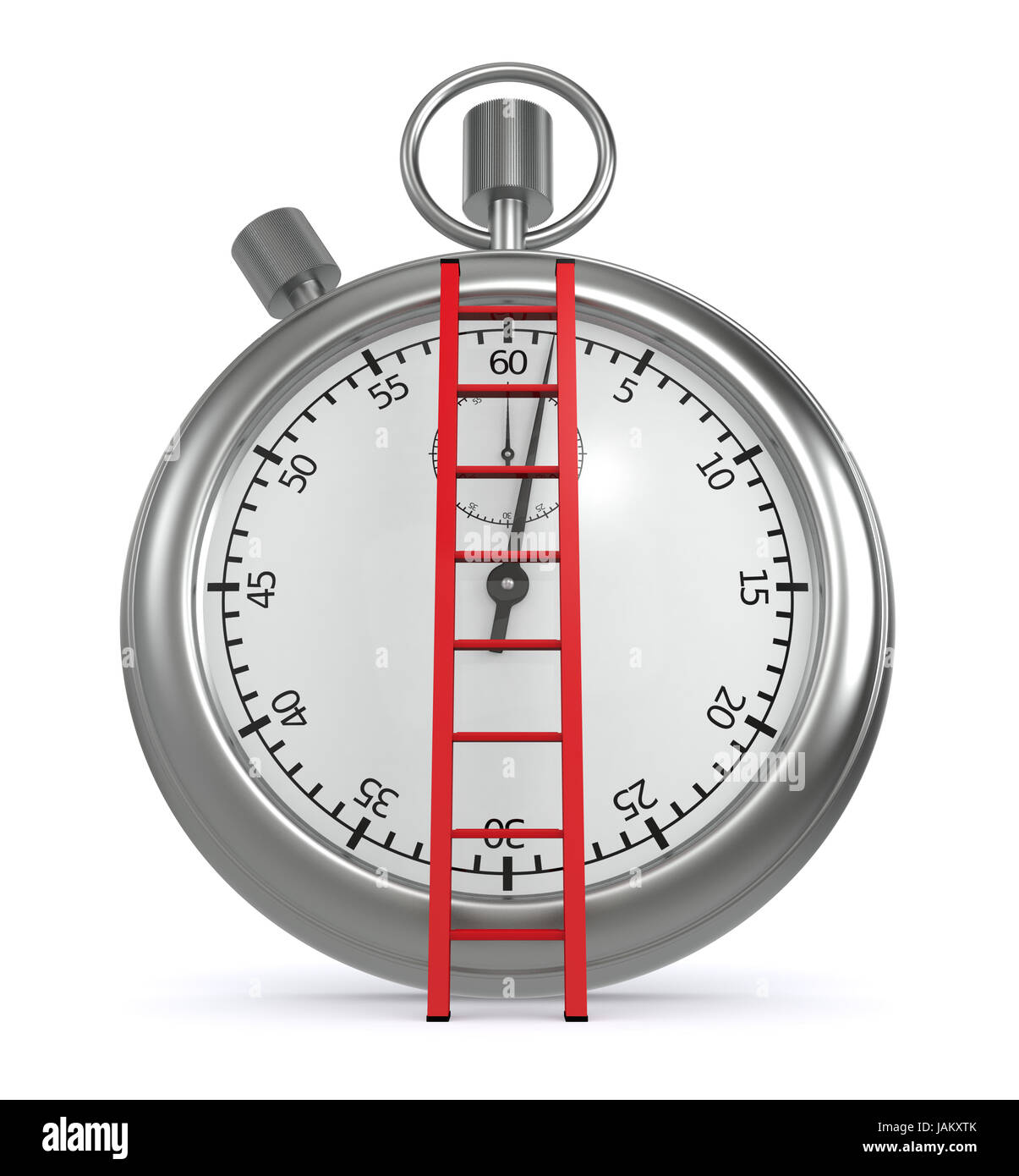one stopwatch with a red stair (3d render Stock Photo - Alamy