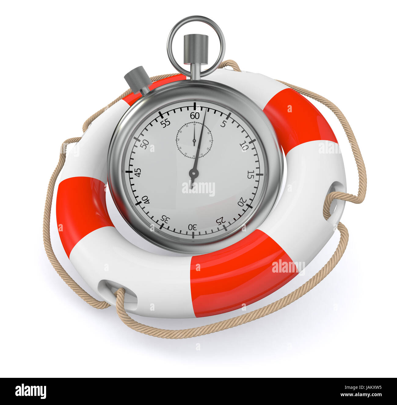 one lifesaver with a stopwatch (3d render Stock Photo - Alamy