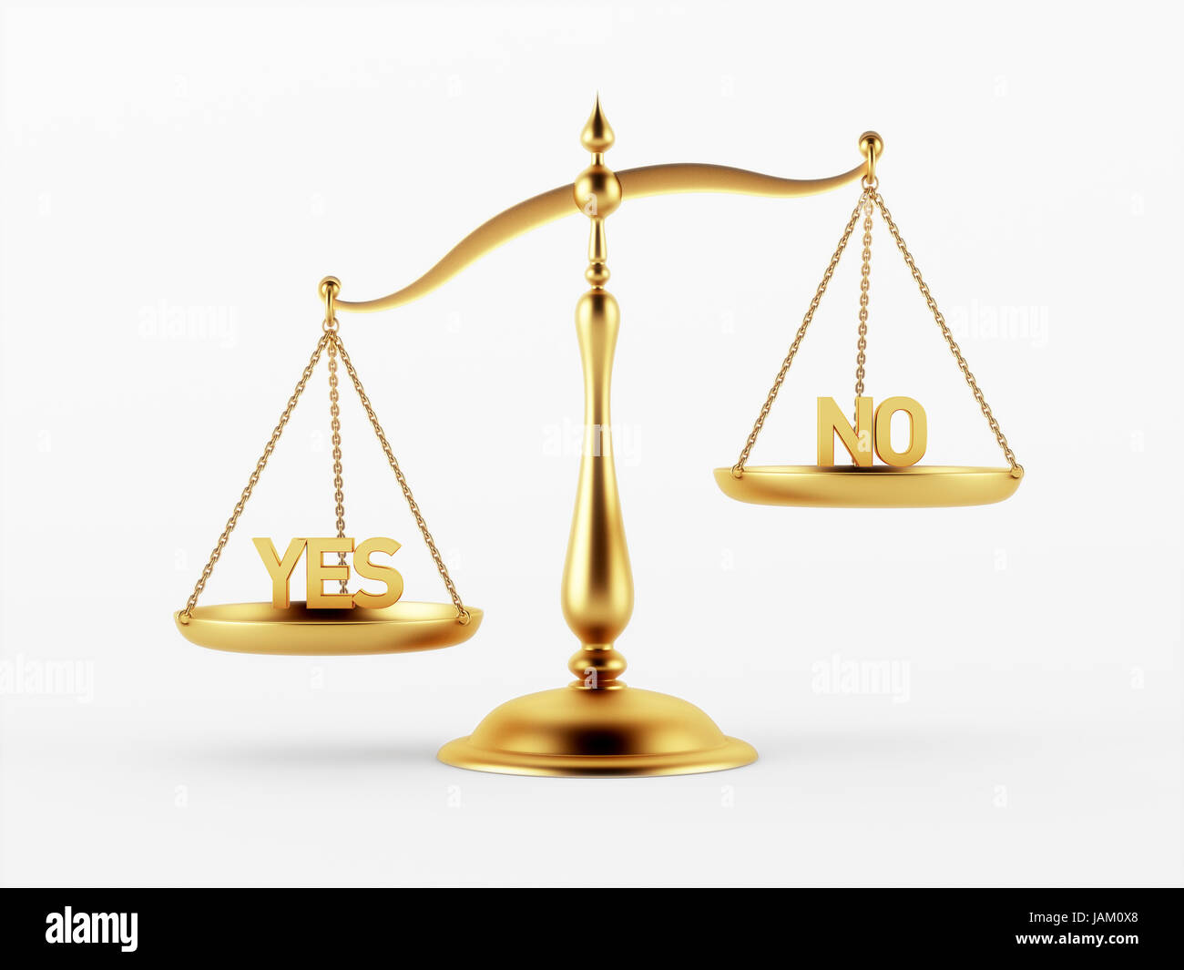 Yes and No Justice Scale Concept isolated on white background Stock ...